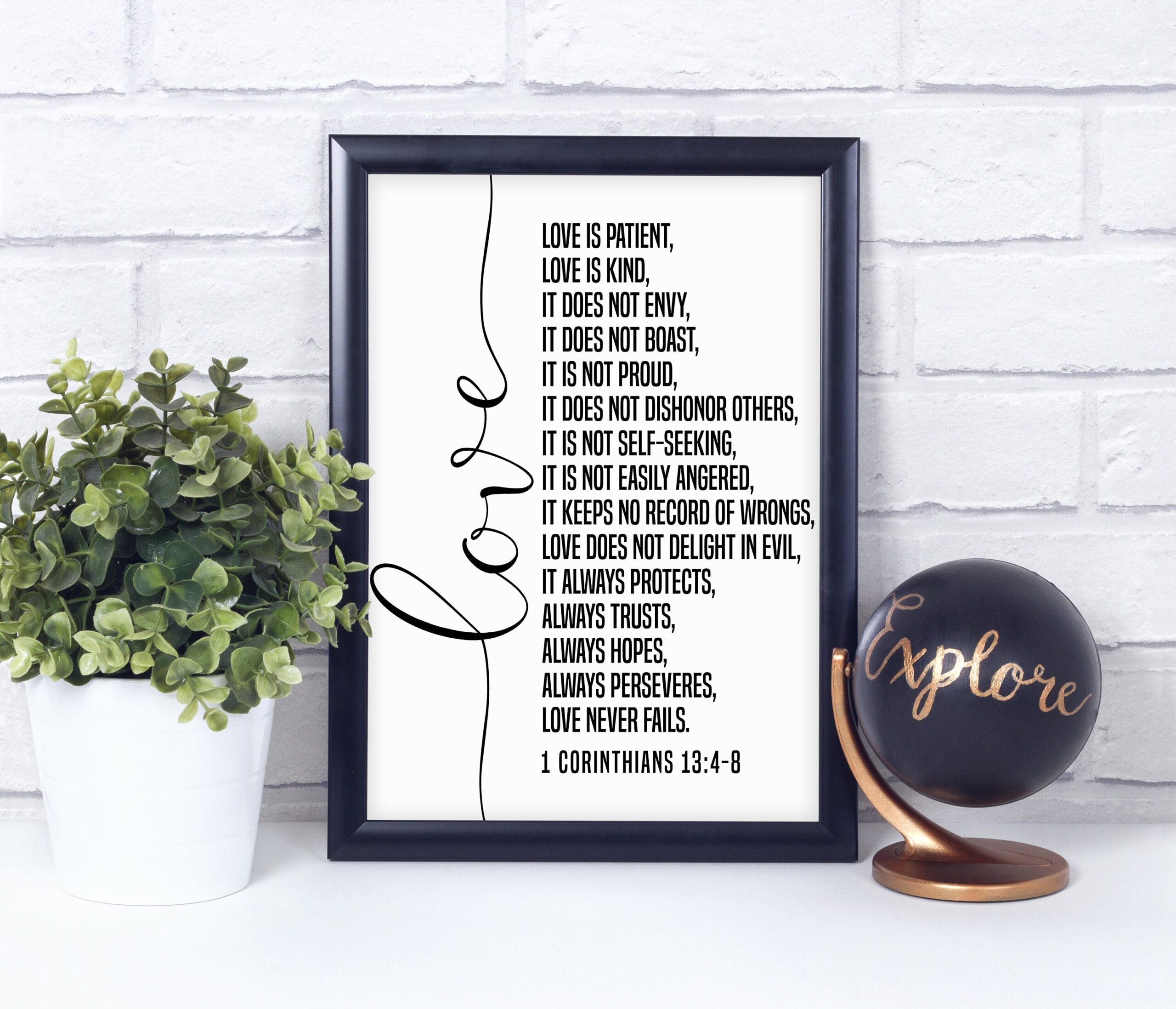 1 Corinthians 134-8, Bible Verse Poster, Quote Print, Minimalist Art ...