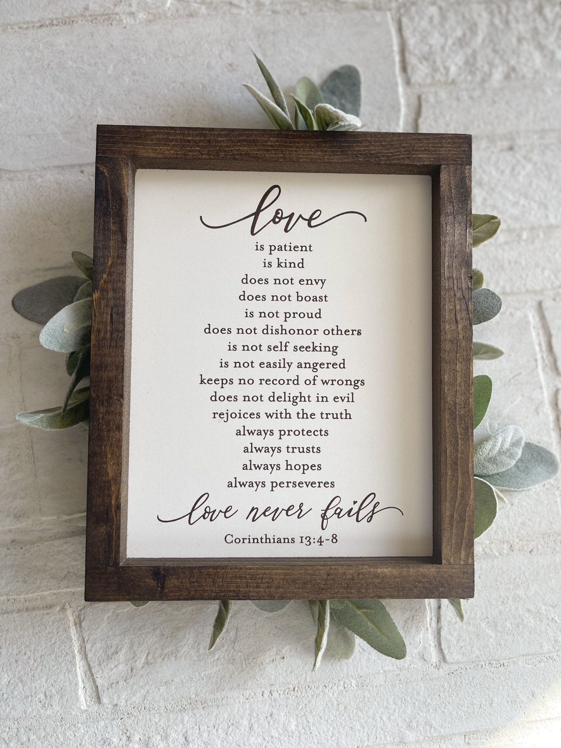 Love Never Fails, Is Patient, Kind, Corinthians 134-8. Wedding Sign ...