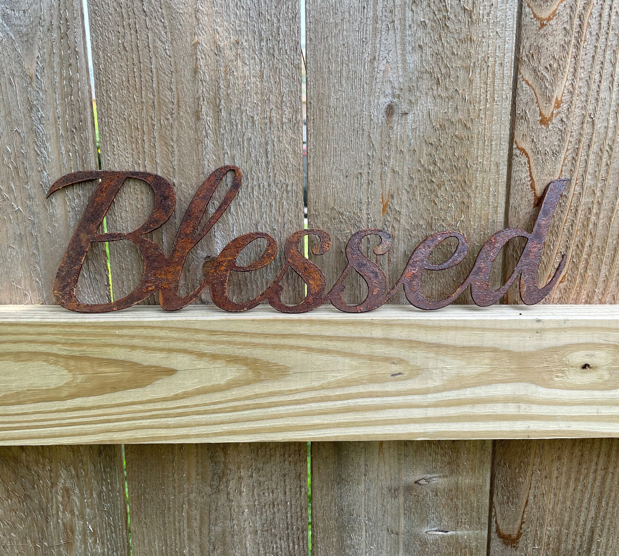 Custom Rustic Metal Words | Décor Vintage Western Sign Blessed, Family ...